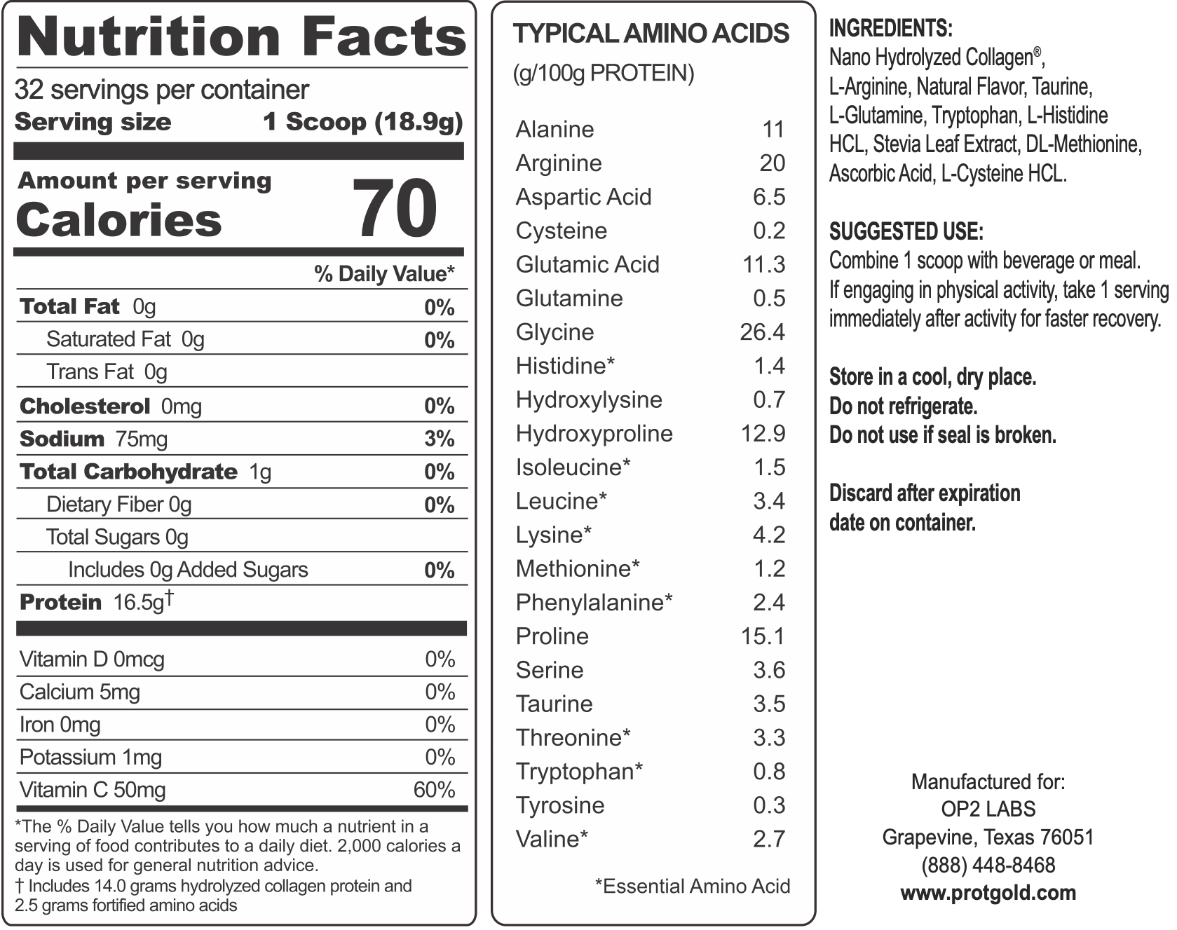 What are the ingredients of ProT GOLD?